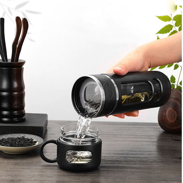 Bình pha trà thủy tinh giữ nhiệt 520ml 2 lớp siêu tốt có lõi lọc trà